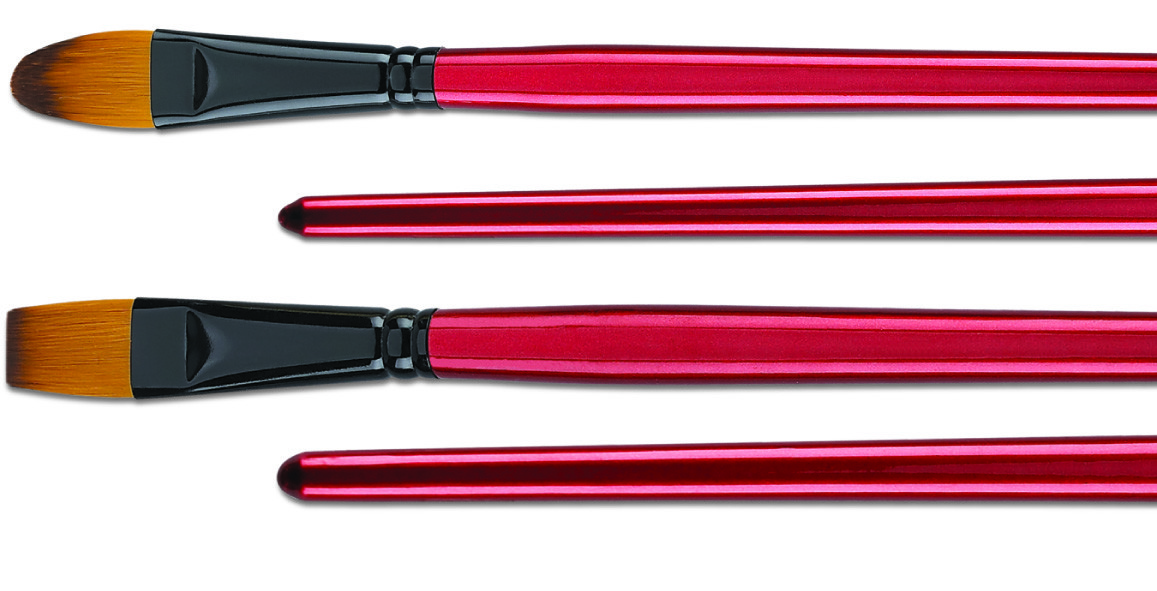 Filbert / Flat High End Artist Painting Brushes With Black Copper ...